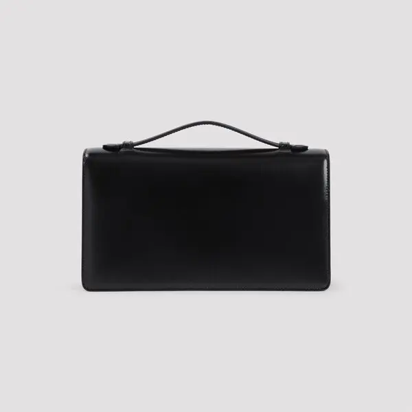 Celine Medium Triomphe Folio In Calfskin - Black