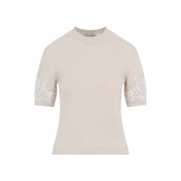 Alberta Ferretti Knit T-shirt With Lace Inserts