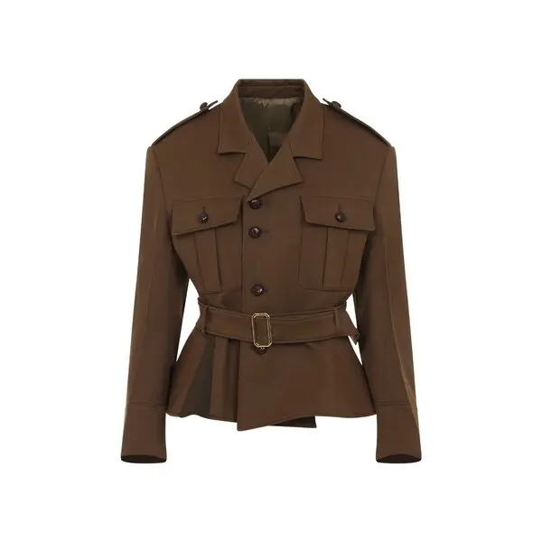 Celine Peplum Wool Jacket - Brown