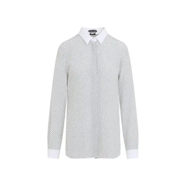 TOM FORD Multi Argyle Printed Silk Shirt - White