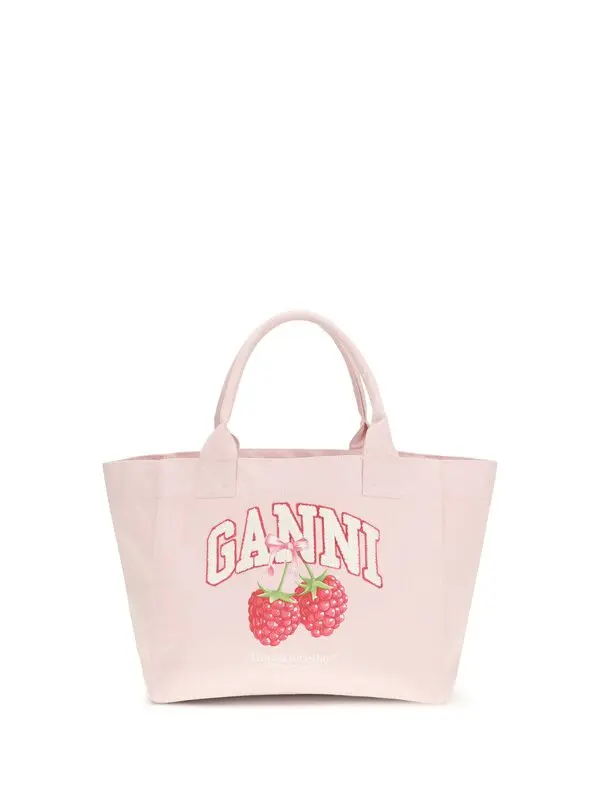 GANNI Raspberry Logo Shopper