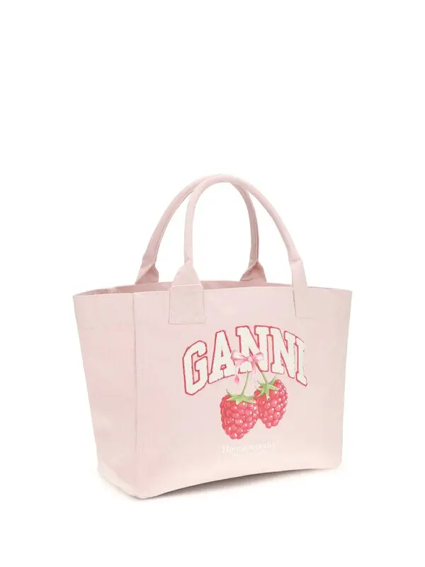 GANNI Raspberry Logo Shopper
