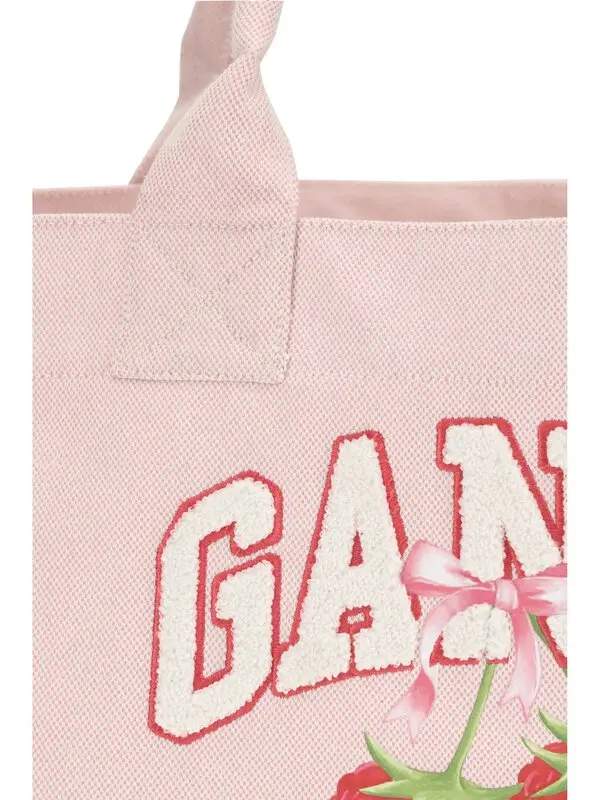 GANNI Raspberry Logo Shopper