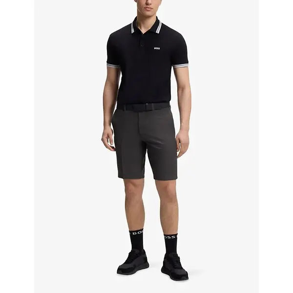 BOSS Straight-leg Stretch-woven Shorts With Brand Print