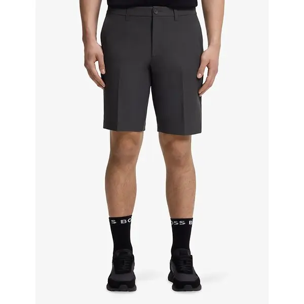 BOSS Straight-leg Stretch-woven Shorts With Brand Print