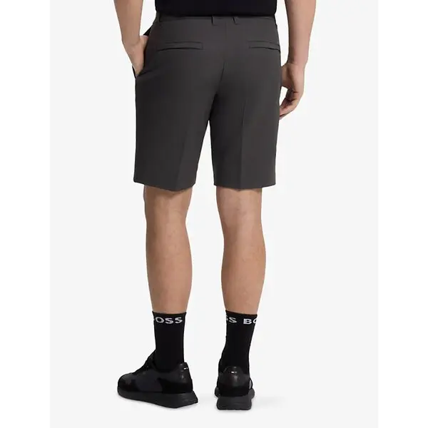 BOSS Straight-leg Stretch-woven Shorts With Brand Print