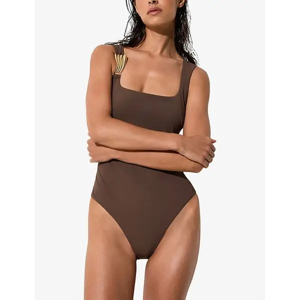 REISS Amelie Square-neck Stretch-woven Swimsuit