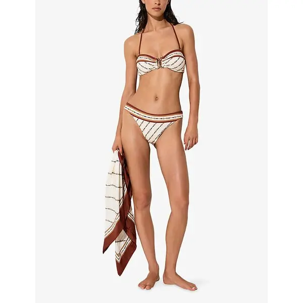 REISS Johannah Chain-print Fixed-side Bikini Bottoms