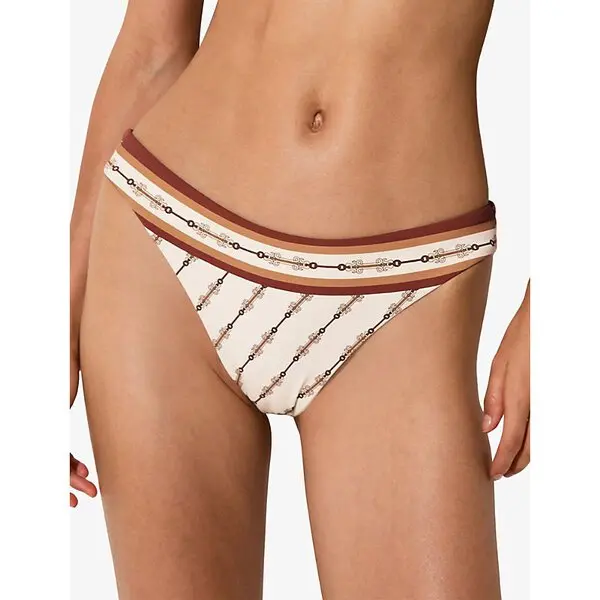 REISS Johannah Chain-print Fixed-side Bikini Bottoms