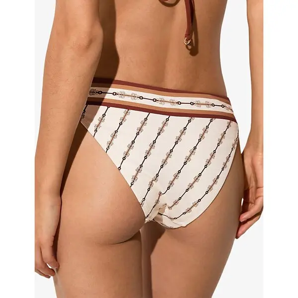 REISS Johannah Chain-print Fixed-side Bikini Bottoms