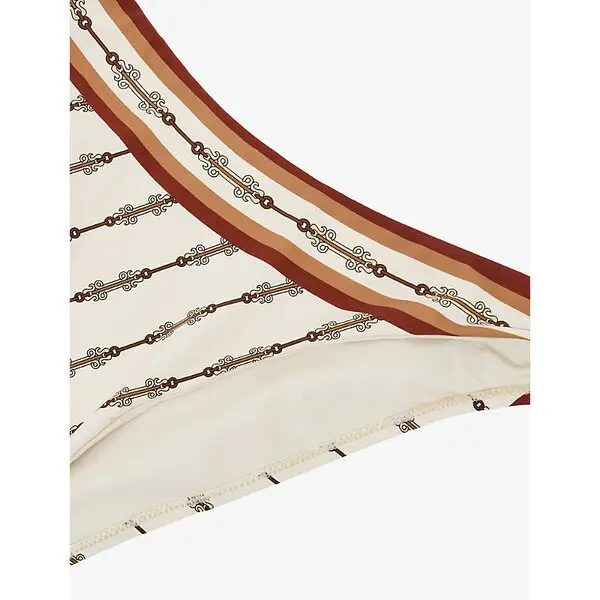 REISS Johannah Chain-print Fixed-side Bikini Bottoms