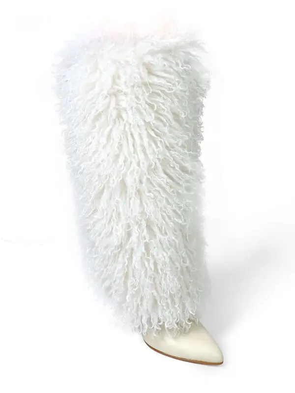 Frederick's Of Hollywood Kiki Pointed Toe Fluffy Boot