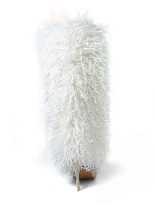 Frederick's Of Hollywood Kiki Pointed Toe Fluffy Boot