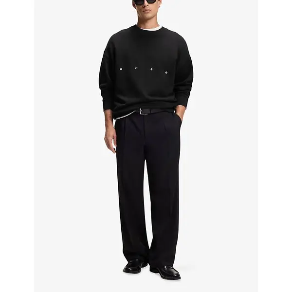 Hugo Oversized-fit Cotton Sweatshirt With Embroidered Logo