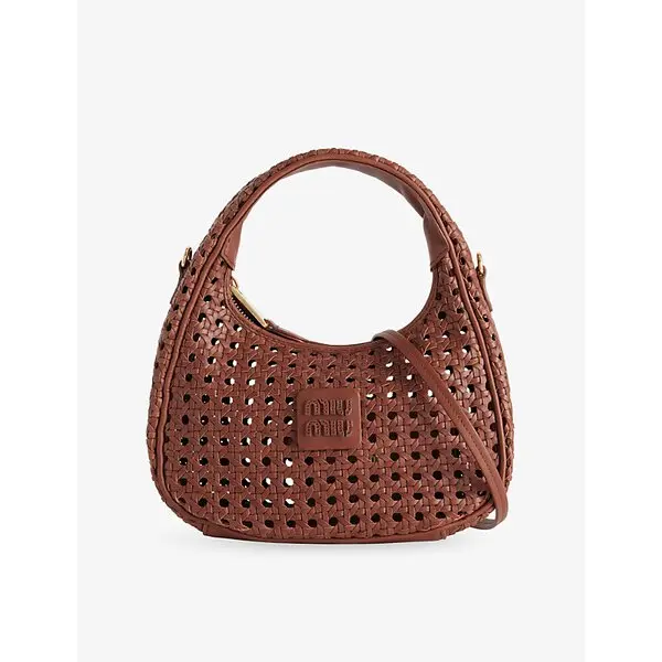 Miu Miu Wander Woven Leather Top-handle Bag
