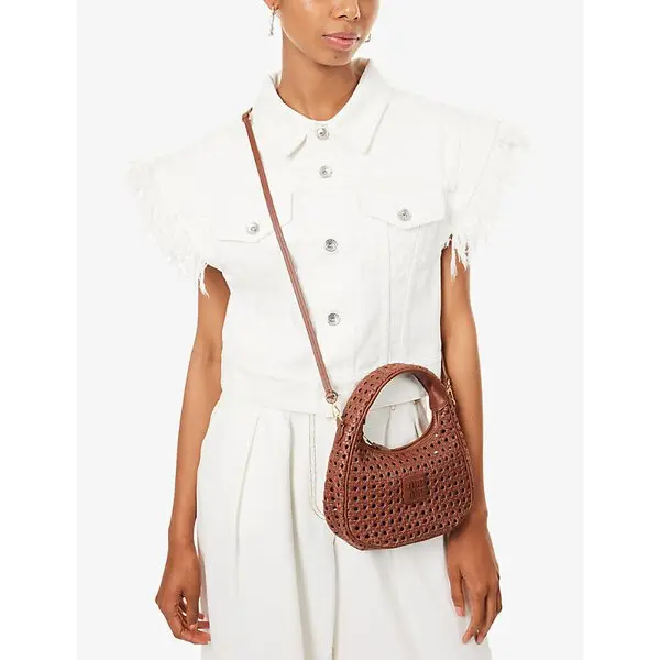 Miu Miu Wander Woven Leather Top-handle Bag