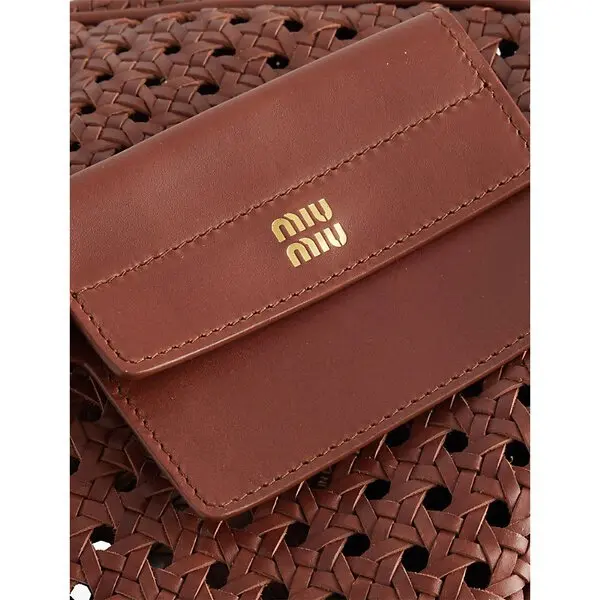 Miu Miu Wander Woven Leather Top-handle Bag