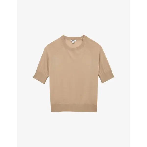 REISS Evelyn Funnel-neck Merino Wool T-shirt