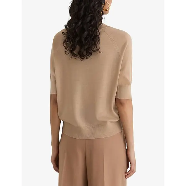 REISS Evelyn Funnel-neck Merino Wool T-shirt
