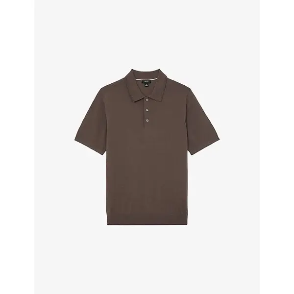 REISS Manor Regular-fit Merino Wool Polo Shirt - Ridge Brown