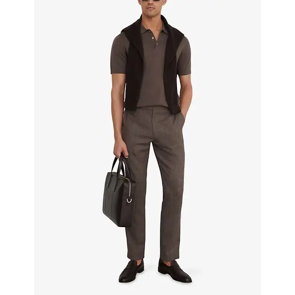 REISS Manor Regular-fit Merino Wool Polo Shirt - Ridge Brown