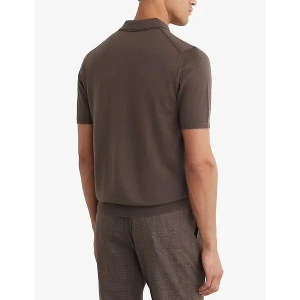 REISS Manor Regular-fit Merino Wool Polo Shirt - Ridge Brown