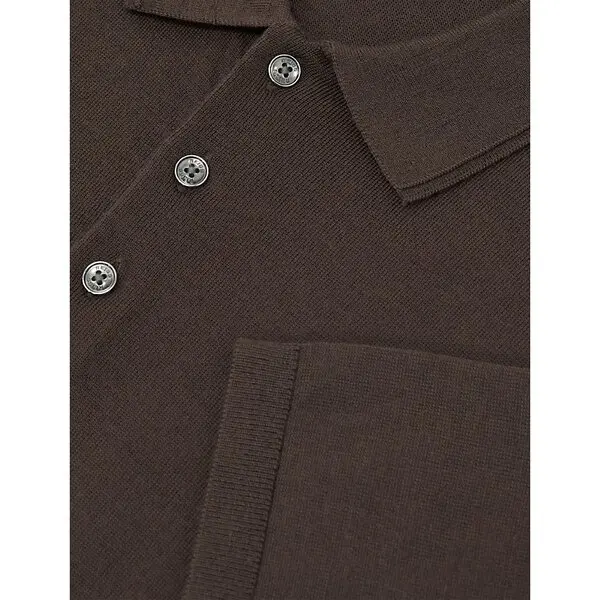 REISS Manor Regular-fit Merino Wool Polo Shirt - Ridge Brown