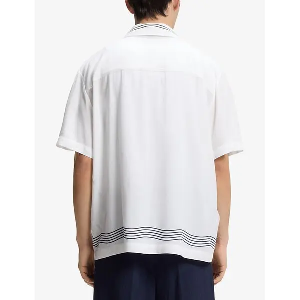 Hugo Oversized Wave-pattern Woven Shirt Xxl