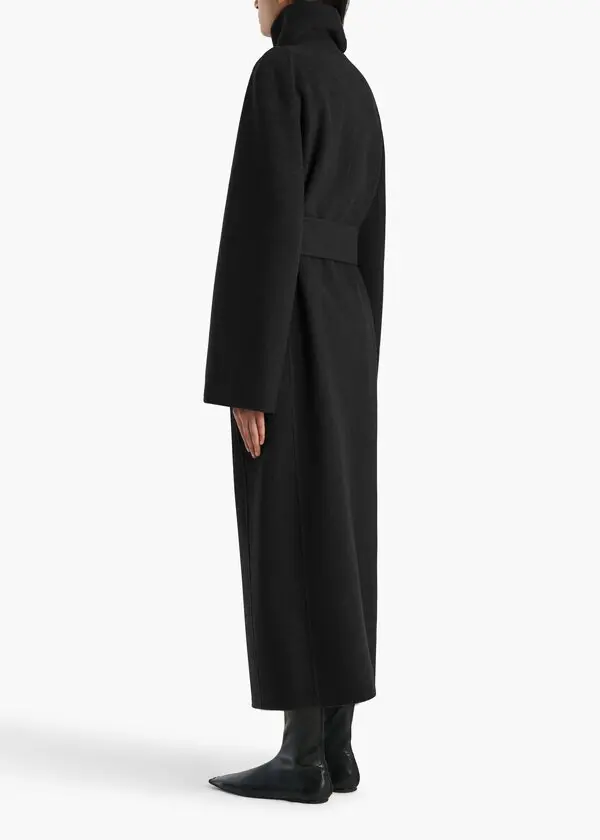 Khaite Romare Wrap Coat In Seasonless Wool - Charcoal