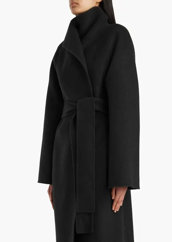 Khaite Romare Wrap Coat In Seasonless Wool - Charcoal