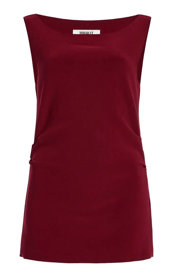 BIRROT Lay2 Draped Crepe Top - Burgundy
