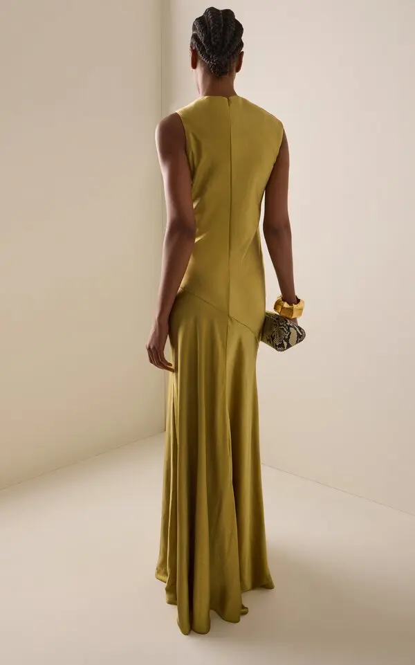 Amsale Satin Asymmetric Drape Gown