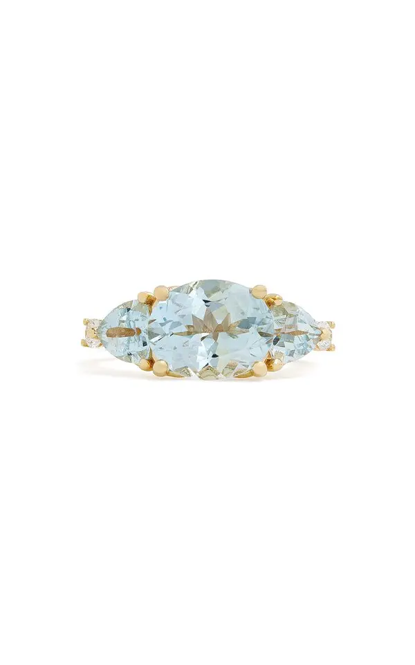 Jamie Wolf Oval 18k Yellow Gold Aquamarine And Diamond Ring