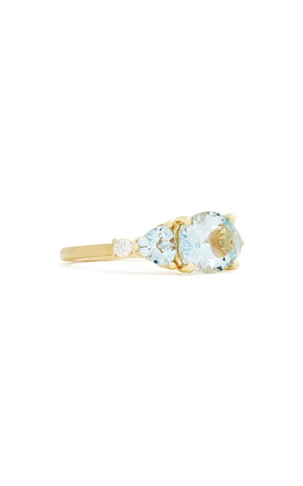 Jamie Wolf Oval 18k Yellow Gold Aquamarine And Diamond Ring