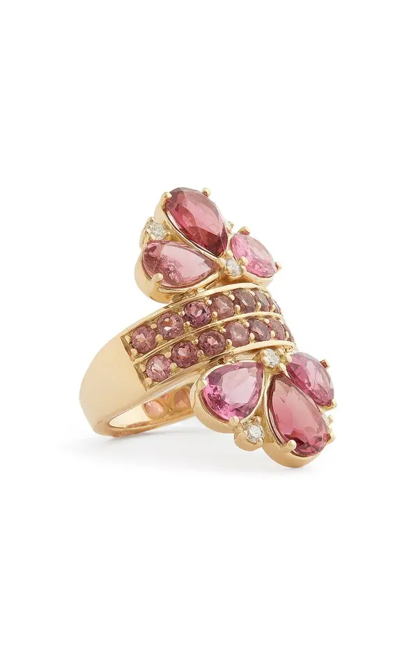 Jamie Wolf 18k Yellow Gold Pear Shape Tourmaline And Diamond Ring