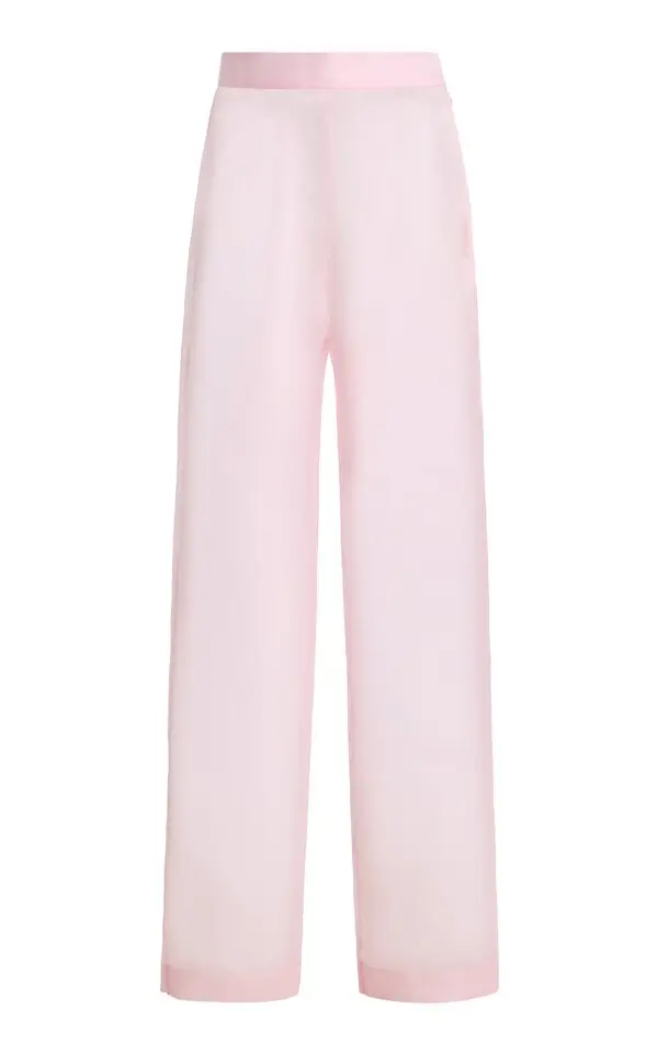 MARLIES GRACE Exclusive Floral Organza Straight-leg Pants - Pink