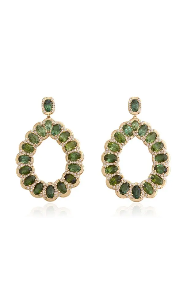 Jamie Wolf 18k Yellow Gold Pear Shape Tourmaline And Diamond Earrings