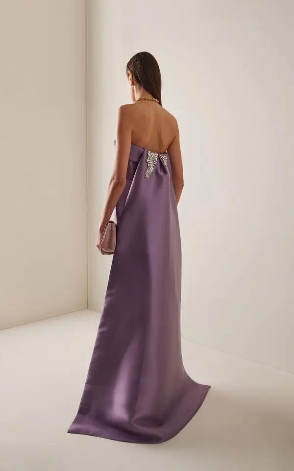 Amsale Strapless Column Gown With Overskirt