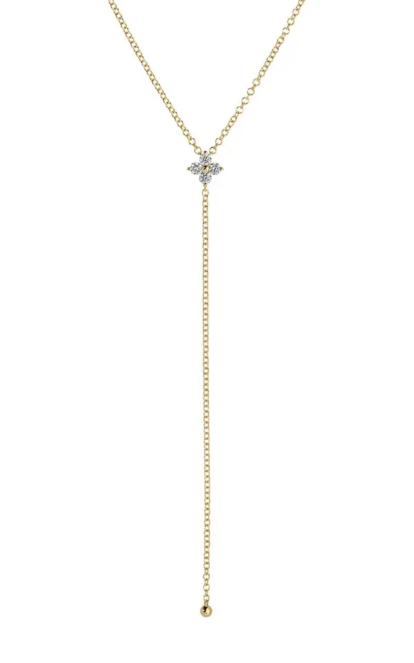 Ef Collection Fleur 14k Yellow Diamond Lariat Necklace