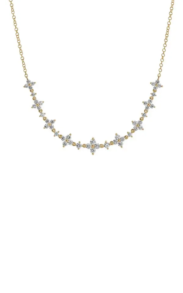 Ef Collection Fleur 14k Yellow Diamond Necklace