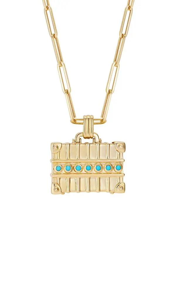 NEVERNOT Out Of Office 14k Yellow Gold Necklace - Blue