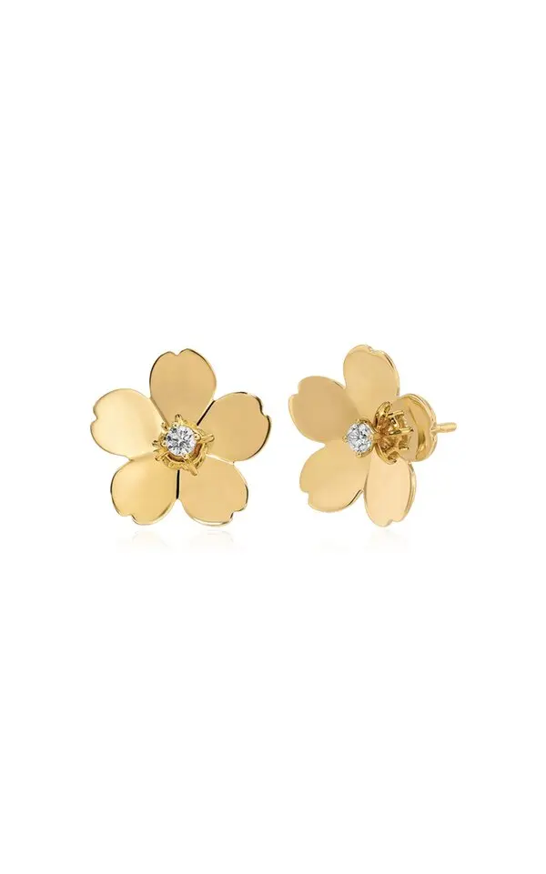 Ef Collection Jumbo Cherry Blossom 14k Yellow Earrings - Gold