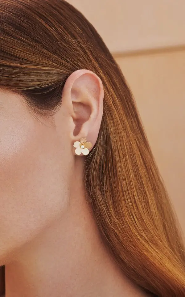Ef Collection Jumbo Cherry Blossom 14k Yellow Earrings