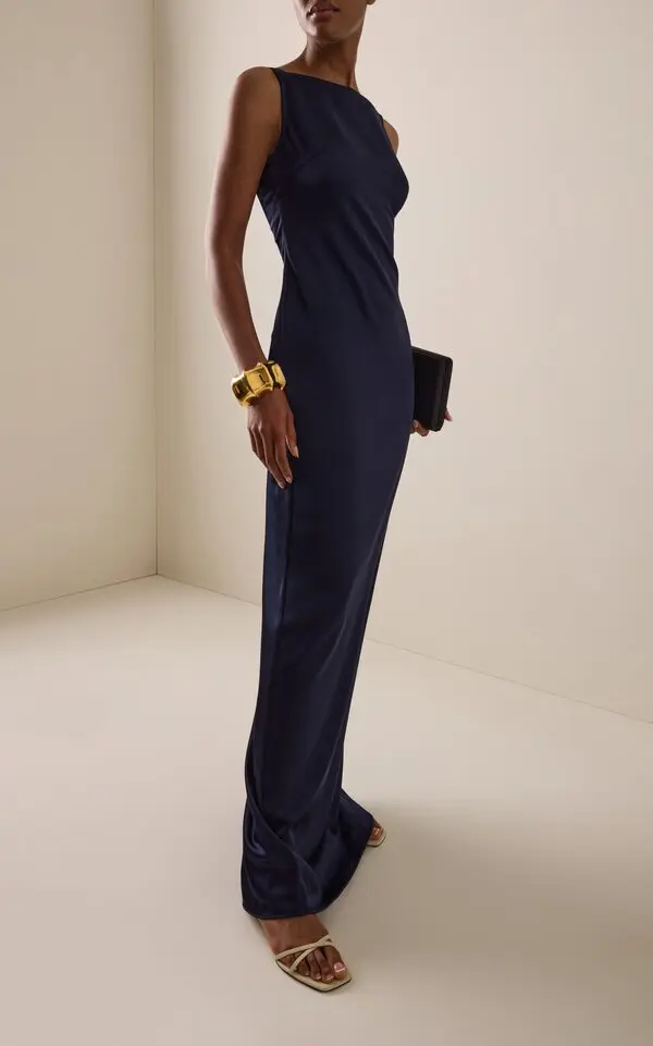 Amsale Satin Open Back Slip Gown