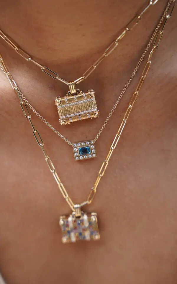 NEVERNOT 14k Yellow Diamond Suitcase Necklace