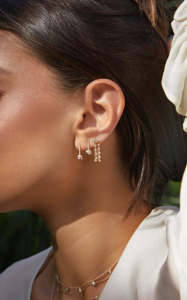 Ef Collection 14k Yellow Diamond Pillow Bar Earrings