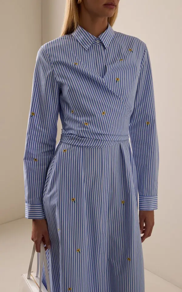 Lafayette 148 New York Embroidered Cotton Shirt Dress