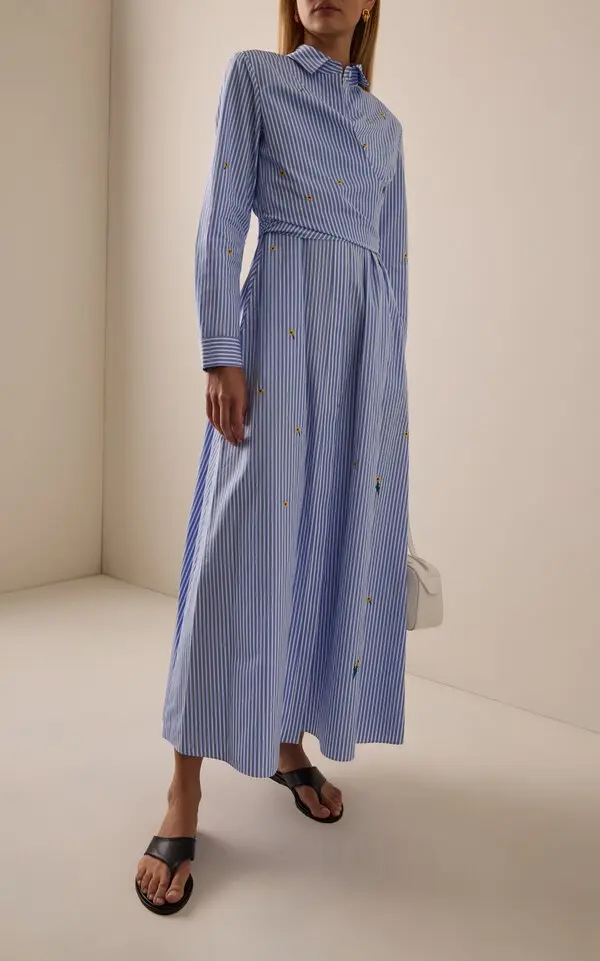 Lafayette 148 New York Embroidered Cotton Shirt Dress