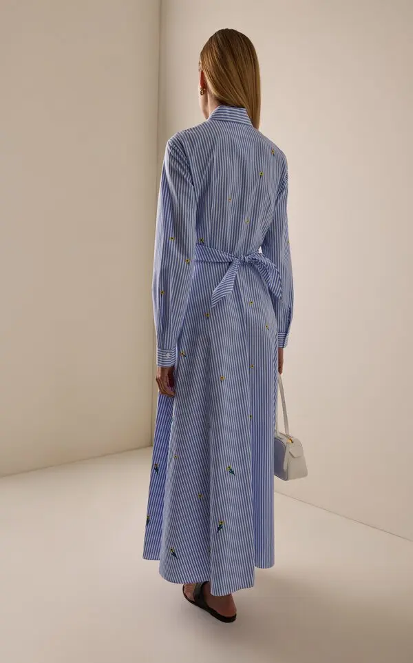 Lafayette 148 New York Embroidered Cotton Shirt Dress
