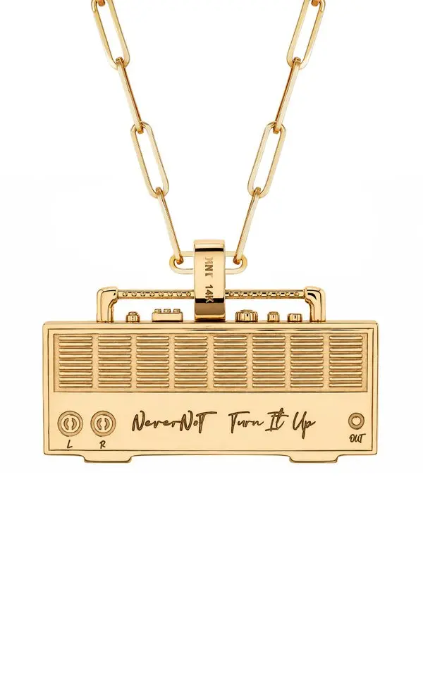 NEVERNOT 14k Yellow Gold Boombox Pendant Necklace